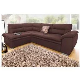 Ecksofa COTTA "Leandra L-Form" Sofas Gr. B/H/T: 250 cm x 88 cm x 90 cm, Luxus-Microfaser, Ottomane links, ohne Bettfunktion, braun wahlweise mit Bettfunktion und Bettkasten