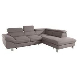 Ecksofa COTTA "Driver L-Form" Sofas Gr. B/H/T: 266cm x 73cm x 214cm, Struktur, Ottomane rechts, mit Kopfteilverstellung-ohne Bettfunktion und Bettkasten, braun mit Kopfteilverstellung, wahlweise Bettfunktion