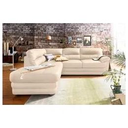 Ecksofa COTTA "Royale L-Form" Sofas Gr. B/H/T: 250cm x 88cm x 234cm, Kunstleder SOFTLUX, Ottomane links, mit Bettfunktion, beige (creme) wahlweise mit Bettfunktion