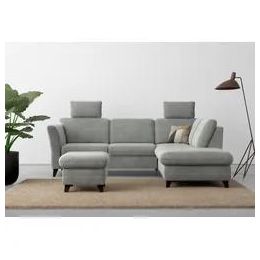 Ecksofa Home Affaire "Trelleborg L-Form" Sofas Gr. B/H/T: 252 cm x 86 cm x 213 cm, Breitcord, Ottomane rechts, ohne Bettfunktion-ohne Stauraum, silberfarben (silber) wahlweise mit Bettfunktion und Bettkasten, inkl. Federkern-Polsterung