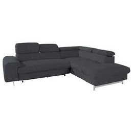 Ecksofa COTTA "Chef L-Form" Sofas Gr. B/H/T: 262cm x 72cm x 206cm, Struktur, Ottomane rechts, mit Kopfteilverstellung-ohne Bettfunktion und Bettkasten, schwarz mit Kopfteilverstellung, wahlweise Bettfunktion