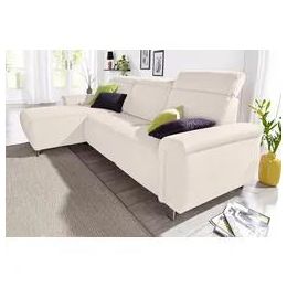 Sit & More Ecksofa SIT & MORE "Township L-Form" Sofas Gr. B/H/T: 253cm x 102cm x 168cm, Struktur fein, Recamiere links, ohne Funktion, beige (linen) wahlweise mit elektrischer Wallfree-Funktion