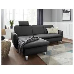 Sit & More Ecksofa SIT & MORE "Daytona L-Form" Sofas Gr. B/H/T: 245cm x 93cm x 164cm, Struktur, Recamiere links, Ohne Bettfunktion, grau (anthrazit) mit Federkern, einer Kopfstütze und wahlweise Bettfunktion