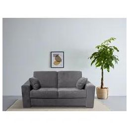 2-Sitzer Home Affaire "Roma Matratzenhöhe 14 cm" Sofas Gr. B/H/T: 180 cm x 85 cm x 95 cm, Struktur weich, Liegefläche: 123 x 198 cm, grau (anthrazit) Dauerschlaffunktion, mit Unterfederung, Liegemaße ca 123x198 cm