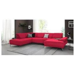 Wohnlandschaft Places of Style "Caluna U-Form" Sofas Gr. B/H/T: 332cm x 81cm x 234cm, Flachgewebe, Recamiere rechts, rot mit Sitztiefen- und Kopfteilverstellung