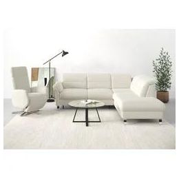 Sit & More Ecksofa SIT & MORE "Grenoble L-Form mit Federkern" Sofas Gr. B/H/T: 247cm x 85cm x 222cm, Struktur fein, Ottomane rechts, mit Bettfunktion-mit Stauraum-mit Armteilverstellung-mit Kopfteilverstellung, beige (linen) wahlweise mit Bettfunktion, Bettkasten, Arm- und Kopfteilverstellung