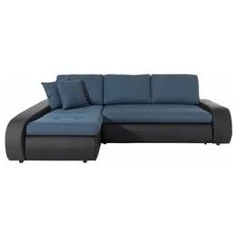 Ecksofa Trendmanufaktur "Indie, L-Form" Sofas Gr. B/H/T: 269cm x 86cm x 169cm, Kunstleder SOFTLUX-Struktur fein, Recamiere links, ohne Funktion-XXL, schwarz (schwarz/aqua) wahlweise XL oder XXL