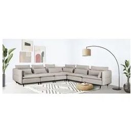 Ecksofa Andas "ALVIK L-Form" Sofas Gr. B/H/T: 344cm x 88cm x 262cm, Filzoptik, langer Schenkel links, langer Schenkel links, beige zusammengesetzt aus Modulen, erweiterbar mit Modulen der Serie