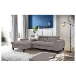 Ecksofa COTTA "Morven L-Form" Sofas Gr. B/H/T: 244cm x 72cm x 166cm, Microfaser PRIMABELLE, Recamiere links, ohne Bettfunktion-ohne Bettkasten-mit Ladestation-mit Kopfteilverstellung, grau Ecksofa Polstermöbel Sofas Inklusive Kopfteilverstellung, wahlweise mit Ladestation, Bettfunktion