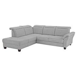 Ecksofa Home Affaire "Solvei L-Form" Sofas Gr. B/H/T: 260cm x 104cm x 235cm, Struktur, Ottomane links, mit Sitztiefenverstellung-mit Kopfteilverstellung, silberfarben (silber) wahlweise auch mit Kopfteilverstellung und Bettfunktion, Federkern