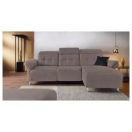 Ecksofa Places of Style "Manhattan L-Form" Sofas Gr. B/H/T: 270cm x 102cm x 168cm, Flachgewebe, Recamiere rechts, grau (taupe) 2 Sitze mit elektrischer Relaxfunktion, verstellbare Armlehnen