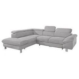 Ecksofa COTTA "Driver L-Form" Sofas Gr. B/H/T: 266cm x 73cm x 214cm, Chenille, Ottomane links, mit Kopfteilverstellung-ohne Bettfunktion und Bettkasten, grau mit Kopfteilverstellung, wahlweise Bettfunktion