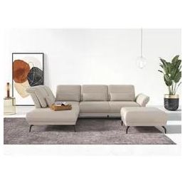 Ecksofa Inosign "Coco L-Form" Sofas Gr. B/H/T: 294cm x 88cm x 242cm, Breitcord, Ottomane links, ohne Sitztiefenverstellung-ohne Armteilverstellung-ohne Kopfteilverstellung-ohne Federkern, beige (creme) Sitztiefen-, Arm- und Kopfteilverstellung, Cord-Bezug, Fußhöhe 15 cm