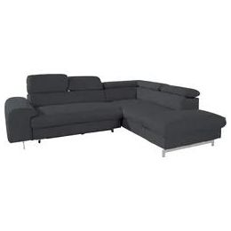 Ecksofa COTTA "Chef L-Form" Sofas Gr. B/H/T: 262cm x 72cm x 206cm, Struktur, Ottomane rechts, mit Kopfteilverstellung-mit Bettfunktion und Bettkasten, schwarz mit Kopfteilverstellung, wahlweise Bettfunktion