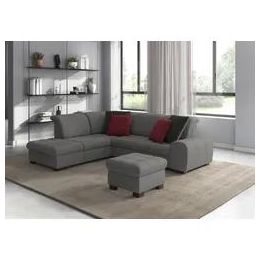 Sit & More Ecksofa SIT&MORE "Luxor L-Form" Sofas Gr. B/H/T: 259 cm x 82 cm x 224 cm, Struktur fein, Ottomane links, mit Bettfunktion-mit Stauraum bei Ottomane-mit Kopfteilverstellung, grau wahlweise mit Bettfunktion, Stauraum und Kopfteilverstellung