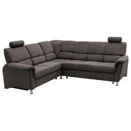 Ecksofa Home Affaire "Pisa L-Form" Sofas Gr. B/H/T: 271 cm x 95 cm x 224 cm, Microfaser, Bettfunktion rechts, braun (dunkelbraun) mit Bettfunktion und Bettkasten