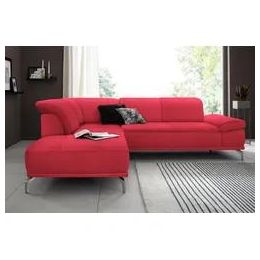 Ecksofa Places of Style "Caluna L-Form" Sofas Gr. B/H/T: 262cm x 97cm x 233cm, Flachgewebe, langer Schenkel rechts, rot mit Sitztiefen- und Kopfteilverstellung (5fach)