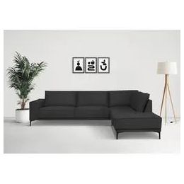 Ecksofa Places of Style "Oland" Sofas Gr. B/H/T: 289cm x 85cm x 210cm, Flachgewebe, Ottomane rechts, grau (anthrazit) L-Form, im zeitlosem Design und hochwertiger Verarbeitung