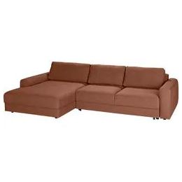 Ecksofa Trendmanufaktur "0, L-Form" Sofas Gr. B/H/T: 303 cm x 84 cm x 176 cm, Struktur weich, mega-Recamiere links, ohne Bettfunktion und Bettkasten, orange (picante) wahlweise mit Bettfunktion und Bettkasten, Tiefe Sitzfläche