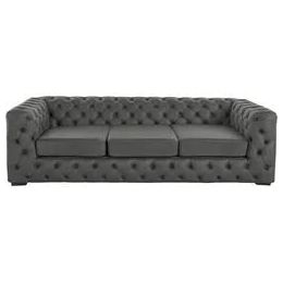 Guido Maria Kretschmer Home & Living Chesterfield-Sofa "Kalina", grau (dunkelgrau), B:230cm H:67cm T:98cm, GUIDO MARIA KRETSCHMER HOME & LIVING, Sofas, klassische Chesterfield-Knopfheftung, sehr hochwertige Verarbeitung