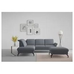 Sit & More Ecksofa SIT & MORE "Fashion L-Form" Sofas Gr. B/H/T: 250cm x 84cm x 207cm, Chenille, Ottomane links, mit Kopfteilverstellung, blau (blaugrau) wahlweise mit Kopfteilverstellung und Vorziehsitz, motorisch