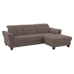 Ecksofa Home Affaire "Solvei L-Form" Sofas Gr. B/H/T: 255 cm x 104 cm x 185 cm, Struktur, Recamiere rechts, Sitztiefenverstellung, braun mit Recamierenabschluß und Sitztiefenverstellung