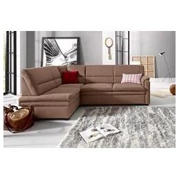 Sit & More Ecksofa SIT & MORE "Pisa L-Form" Sofas Gr. B/H/T: 245cm x 89cm x 161cm, Luxus-Microfaser, Ottomane links, ohne Bettfunktion, braun mit Federkern, wahlweise Bettfunktion