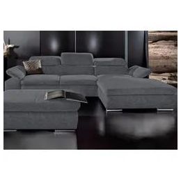 Sit & More Ecksofa SIT & MORE "Alcudia L-Form" Sofas Gr. B/H/T: 286cm x 73cm x 174cm, Luxus-Microfaser ALTARA NUBUCK, Recamiere rechts, mit Bettfunktion, grau (dunkelgrau) wahlweise mit Bettfunktion