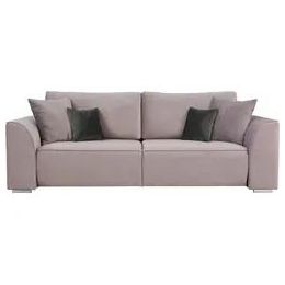 3-Sitzer Inosign "Beatrice Schlafsofa" Sofas Gr. B/H/T: 250cm x 92cm x 107cm, Samtoptik, ohne Bettfunktion-ohne Bettkasten, rosa (rosé) wahlweise auch mit Bettfunktion und Bettkasten, incl. 2 Zierkissen