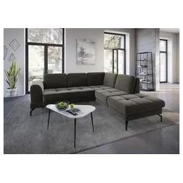 Sit & More Ecksofa SIT & MORE "Bendigo L-Form" Sofas Gr. B/H/T: 258cm x 87cm x 226cm, Samtoptik, Ottomane rechts, mit schwarzem Nickelfuß, grau (anthrazit) inklusive Sitztiefenverstellung, Bodenfreiheit 15 cm, in 2 Fußfarben