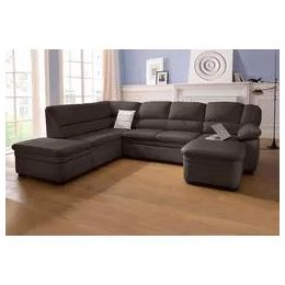 Wohnlandschaft COTTA "Casino U-Form" Sofas Gr. B/H/T: 313 cm x 98 cm x 95 cm, NaturLEDER, Ottomane links, ohne Bettfunktion, braun wahlweise mit Bettfunktion