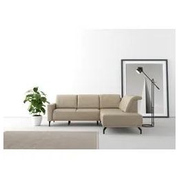 Sit & More Ecksofa SIT & MORE "Bailando L-Form" Sofas Gr. B/H/T: 249cm x 84cm x 205cm, Luxus-Microfaser mit Prägung, Ottomane rechts, mit Kopfteilverstellung-mit Vorziehsitz motorisch, beige wahlweise mit Kopfteilverstellung und Vorziehsitz, motorisch