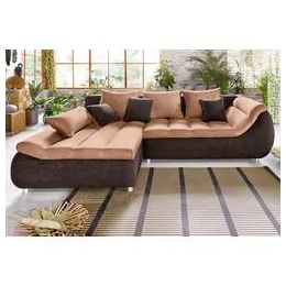 Ecksofa Inosign "Imola L-Form" Sofas Gr. B/H/T: 270cm x 90cm x 104cm, Microfaser PRIMABELLE-Luxus-Microfaser ALCAZAR, Recamiere links, braun (dunkelbraun, braun) mit Bettfunktion