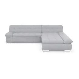 Ecksofa DOMO collection "Mona L-Form" Sofas Gr. B/H/T: 297cm x 80cm x 173cm, Feinstruktur, Recamiere rechts, mit Armlehnfunktion, silberfarben (silber) wahlweise mit Bettfunktion