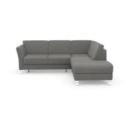 Sit & More Ecksofa SIT & MORE "Visby L-Form" Sofas Gr. B/H/T: 248cm x 87cm x 213cm, Struktur fein, Ottomane rechts, mit Bettfunktion-mit Bettkasten, grau Wahlweise mit Bettfunktion und Stauraum, frei im Raum stellbar