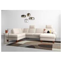 Wohnlandschaft Home Affaire "Vision U-Form" Sofas Gr. B/H/T: 315 cm x 90 cm x 215 cm, Luxus-Microfaser Euphoria, Ottomane links, mit Bettfunktion-mit Stauraum, grau (elephant) wahlweise mit Bettfunktion und Stauraum, auch in Easy Care-Bezug