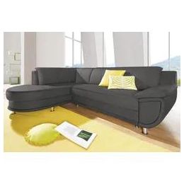 Ecksofa Trendmanufaktur "Rondo, L-Form" Sofas Gr. B/H/T: 265cm x 85cm x 190cm, Microfaser PRIMABELLE, Ottomane links, mit Federkern, mit Bettfunktion, grau (anthrazit) wahlweise mit Federkern, Bettfunktion