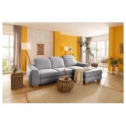 Ecksofa Home Affaire "Dundee L-Form" Sofas Gr. B/H/T: 264cm x 86cm x 170cm, Struktur fein, Recamiere rechts, ohne Kopfteilverstellung-ohne Bettfunktion-ohne Bettkasten-ohne relax Funktion, grau wahlweise mit Kopfteilverstellung und zusätzlich Bettfunktion