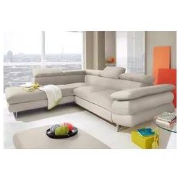 Ecksofa Inosign "Solution L-Form" Sofas Gr. B/H/T: 279cm x 73cm x 228cm, Kunstleder SOFTLUX, Ottomane links, ohne Bettfunktion, beige (sand) wahlweise mit Bettfunktion