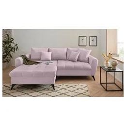 Ecksofa Inosign "Lörby L-Form" Sofas Gr. B/H/T: 246cm x 90cm x 170cm, Luxus-Microfaser weich, Recamiere links, Luxus Microfaser weich, rosa (flamingo) Belastbarkeit bis 140kg pro Sitzplatz, auch mit Aqua clean-Bezug