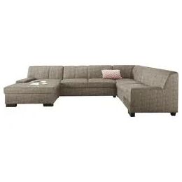 Wohnlandschaft DOMO collection "Norma Top U-Form" Sofas Gr. B/H/T: 328cm x 77cm x 90cm, Struktur, Recamiere links, ohne Bettfunktion, beige wahlweise mit Bettfunktion