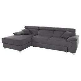 Ecksofa DOMO collection "Mira L-Form" Sofas Gr. B/H/T: 271cm x 78cm x 167cm, Luxus-Microfaser, Recamiere links, mit Kopfteilverstellung-mit Bettfunktion, braun (espresso) wahlweise mit Bettfunktion und Bettkasten