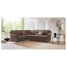 Ecksofa Places of Style "Cardoso L-Form" Sofas Gr. B/H/T: 260cm x 90cm x 230cm, Luxus-Microfaser ALTARA NUBUCK, langer Schenkel rechts, mit Bettfunktion-mit Schublade-mit Relaxfunktion, braun mit Trapezecke für mehr Sitzkomfort, wahlweise auch Bettfunktion