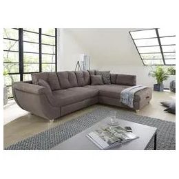 Jockenhöfer Ecksofa JOCKENHÖFER GRUPPE "Maranello L-Form" Sofas Gr. B/T: 330 cm x 100 cm, Luxus-Microfaser, Ottomane beidseitig montierbar, mit Relaxfunktion-mit Bettfunktion, braun mit großem Stauraum, Gästebett- und Relaxfunktion, Nosagfederung