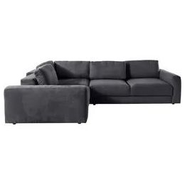 Ecksofa Places of Style "Bloomfield, L-Form" Sofas Gr. B/H/T: 224cm x 84cm x 304cm, Struktur, langer Schenkel rechts, XXL mit Sitztiefenverstellung, grau (graphite) extra tiefe Sitzfläche, wahlweise mit Sitztiefenverstellung