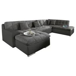 Wohnlandschaft Trendmanufaktur "Rave, aufwendige Sitz und Rückenpolsterung, bequem, U-Form" Sofas Gr. B/H/T: 323cm x 77cm x 90cm, Kunstleder SOFTLUX-Struktur, Recamiere links, ohne Bettfunktion, schwarz (schwarz, anthrazit) wahlweise mit Bettfunktion