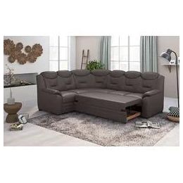 Ecksofa COTTA "Marcus L-Form" Sofas Gr. B/H/T: 263cm x 99cm x 211cm, Kunstleder SOFTLUX, langer Schenkel rechts-Bettfunktion rechts, Mit Bettfunktion-mit Schubkasten, braun (mud) Bequemes Ecksofa in klassischem Design mit hoher Rückenlehne