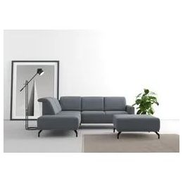 Sit & More Ecksofa SIT & MORE "Bailando L-Form" Sofas Gr. B/H/T: 249cm x 84cm x 205cm, Chenille, Ottomane links, mit Kopfteilverstellung, blau (blaugrau) wahlweise mit Kopfteilverstellung und Vorziehsitz, motorisch