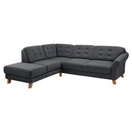 Ecksofa Home Affaire "Trondheim L-Form" Sofas Gr. B/H/T: 260cm x 89cm x 90cm, Luxus-Microfaser ALTARA NUBUCK, Ottomane links, ohne Bettfunktion, grau (dunkel grau) mit Federkern