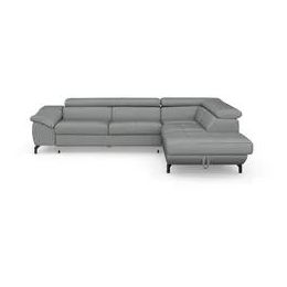 Ecksofa COTTA "Famous L-Form" Sofas Gr. B/T: 279cm x 228cm, Struktur grob, Armlehne links-Ottomane rechts, ohne Bettfunktion-ohne Bettkasten, grau in modernem Design